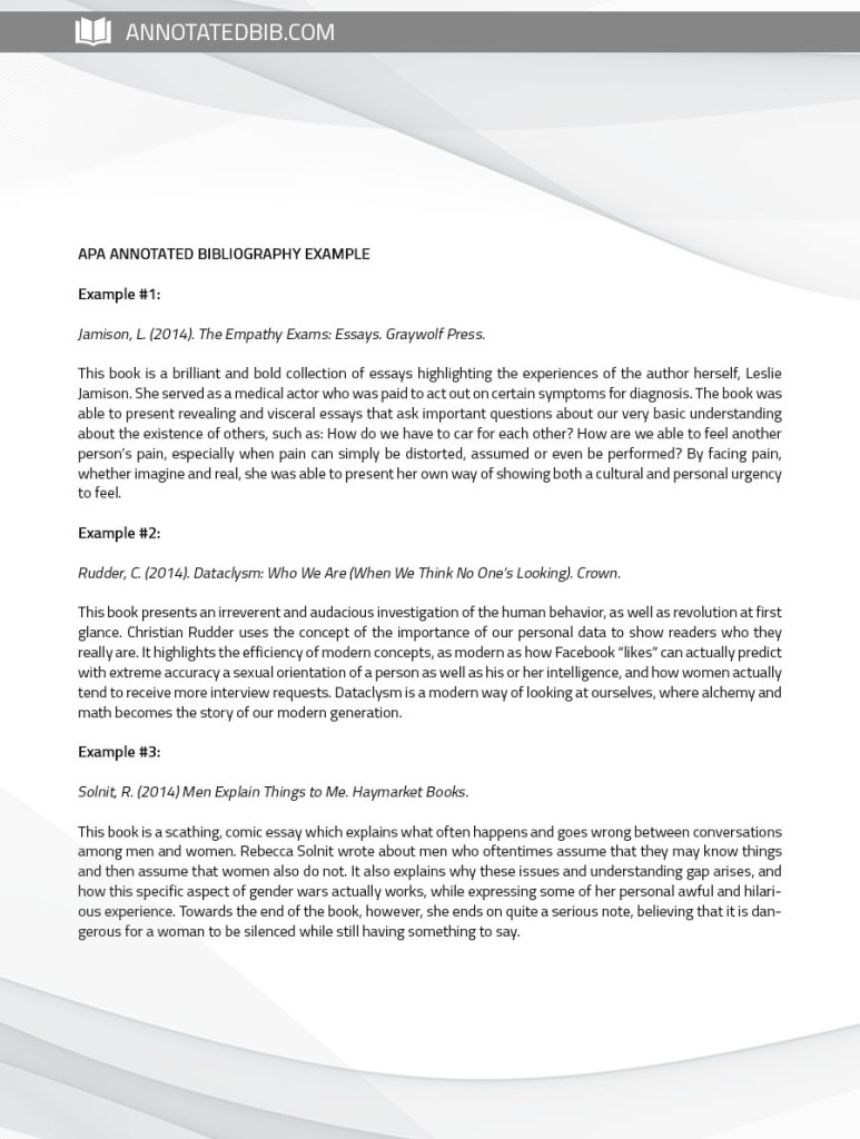 See Annotated Bibliography Sample APA Here
