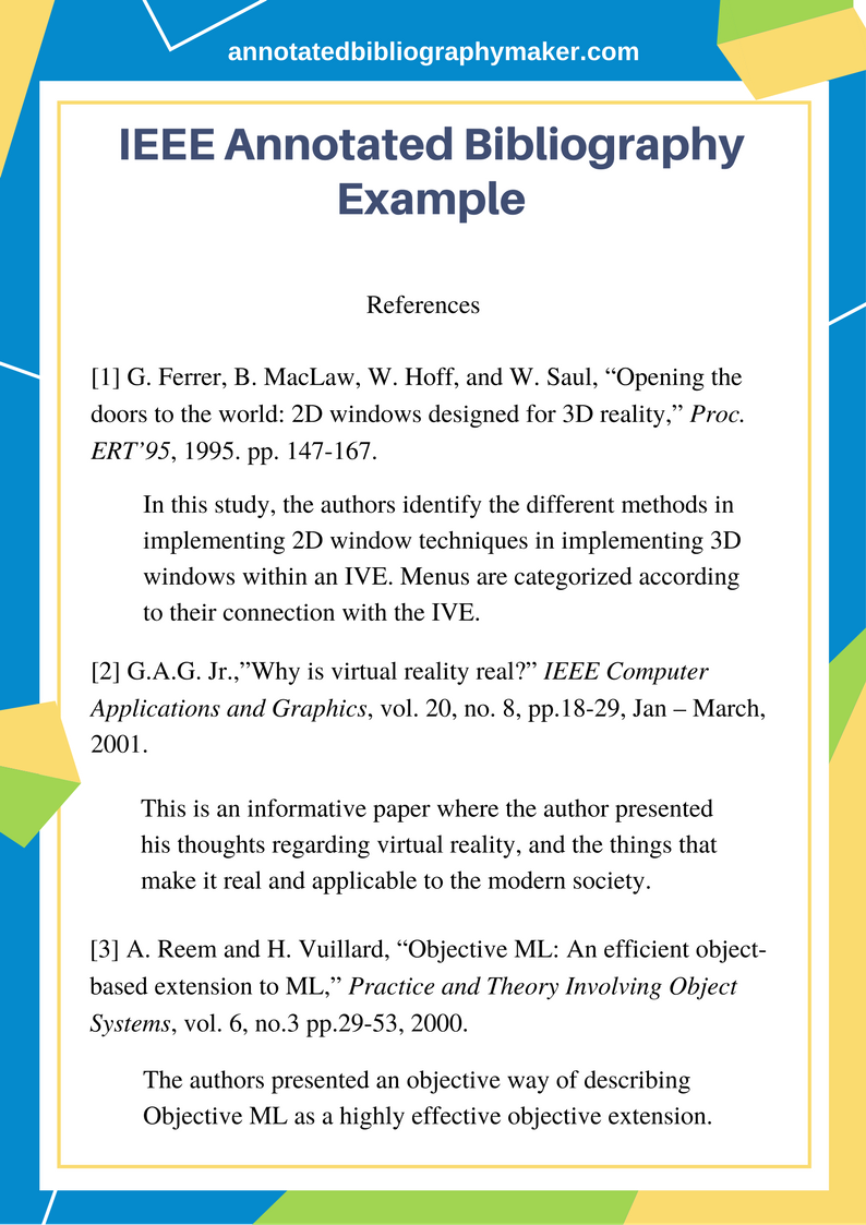 Follow Our IEEE Annotated Bibliography Example